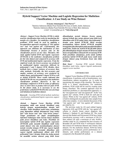 Pdf Hybrid Support Vector Machine And Logistic Regression For