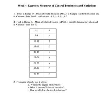 Answered 1 Find A Range B Mean Absolute Deviation MAD C Sample