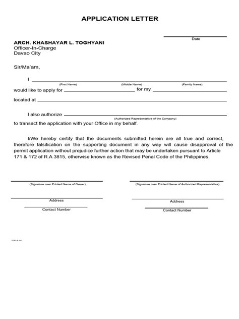 Permit Application Authorization Pdf