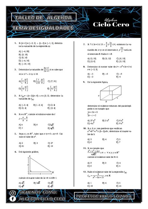 Desigualdades 2 Si X 1 ∈ [ 3 5] ∧ Y 2 ∈ [ 1 2] Determi Ne La Variación De La