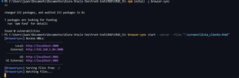 Duda Error En La Instalacion Browser Sync Js En La Web Crud Con Javascript Asíncrono