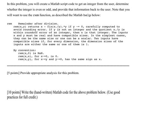 Solved In This Problem You Will Create A Matlab Script Code Chegg