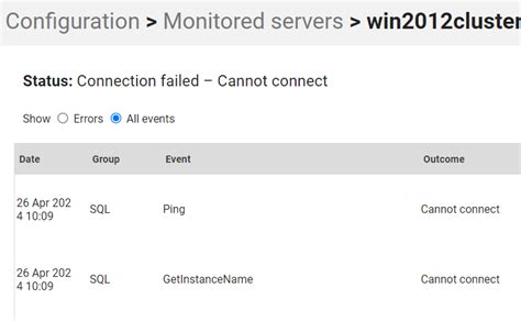 Viewing Connection Information For Monitored Servers Redgate Monitor 14 Product Documentation