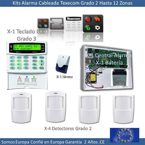 Texecom Alarm Kits Grade 2 4 Wired Detectors 1 Keyboard Lcd