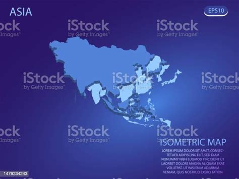 아시아의 아이소메트릭 지도 파란색 배경에 현대적인 벡터입니다 인포그래픽을 위한 격리된 3d 아이소메트릭 개념 벡터 그림입니다 주당순이익 10 인포그래픽에 대한 스톡 벡터
