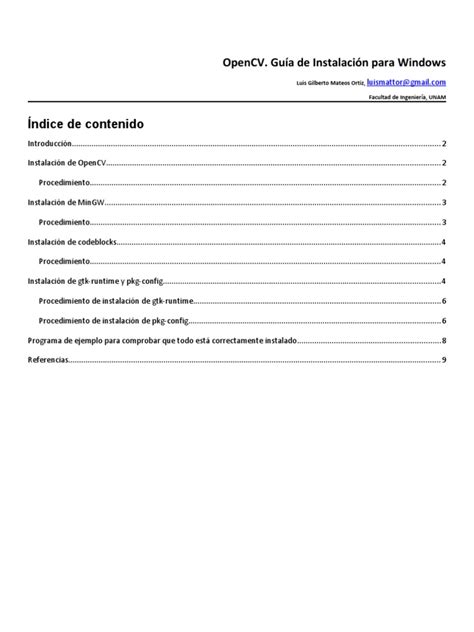 Tutorial De Instalación De Opencv Pdf Ingeniería De Software
