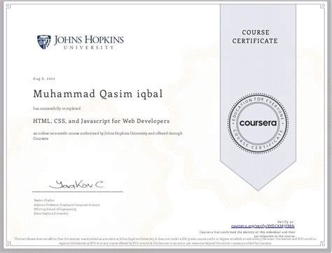 Muhammad Qasim Iqbal On Linkedin Coursera Webdeveloper Html Css