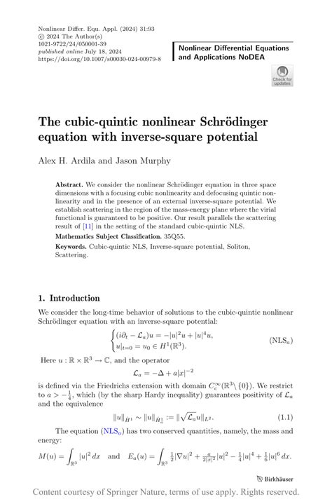 Pdf The Cubic Quintic Nonlinear Schrödinger Equation With Inverse Square Potential