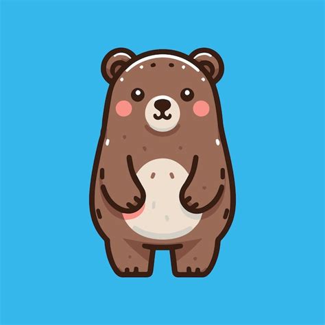 Милый медведь сидит на мультфильме Премиум векторы