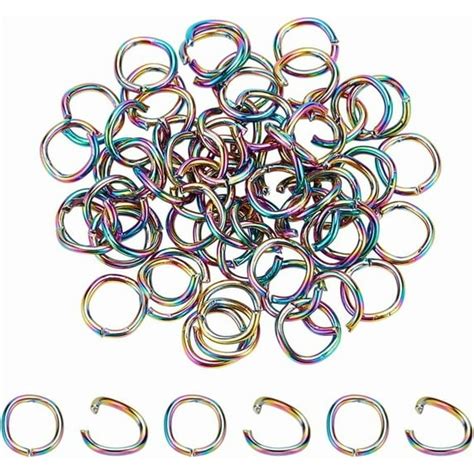 60pcs Jump Rings 6mm Stainless Steel Open Jump Ring Rainbow Color Jump