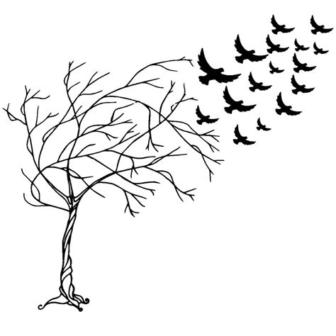 Bare Tree With Birds SVG PNG PSD DXF Files Craftpi