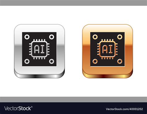 Black Computer Processor With Microcircuits Cpu Vector Image