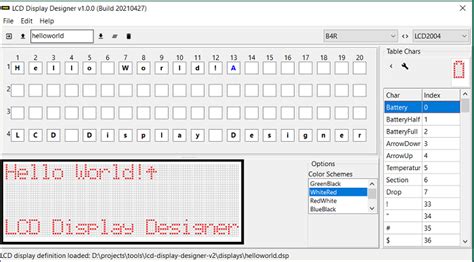 Github Rwbl Lcd Display Designer V2 Design Layouts For 20x4 Or 16x2