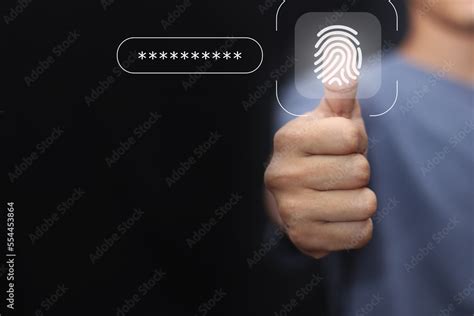 Man Scan Fingerprint Biometric Identity And Approval Concept Of The Future Of Security And