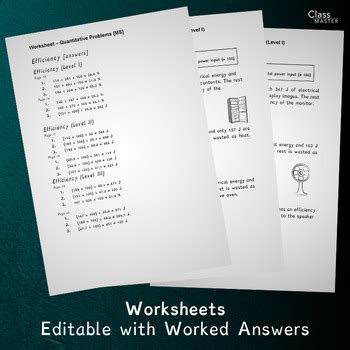 Efficiency Calculation Sheets GCSE High Babe TPT