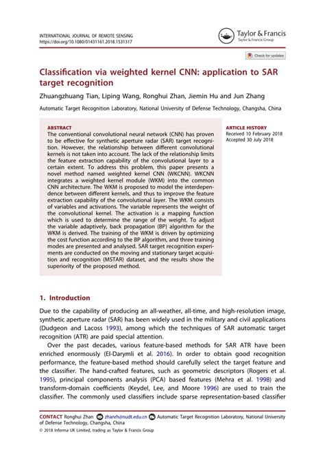 Pdf Classification Via Weighted Kernel Cnn Application To Sar Target