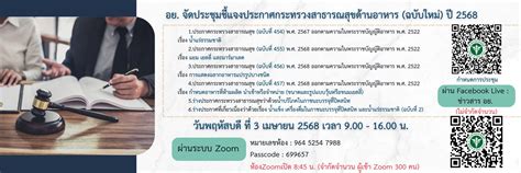 ข่าวสาร อย อย จัดประชุมชี้แจงประกาศกระทรวงสาธารณสุขด้านอาหาร ฉบับใหม่ ปี 2568 1 ประกาศ