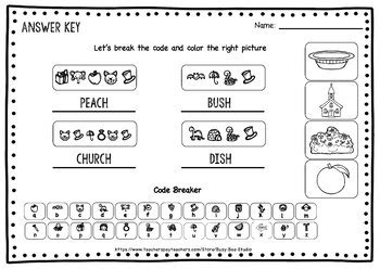Digraphs CH SH Worksheets Break The Code By Busy Bee Studio TPT