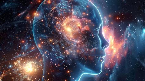 Digital Concept Art Illustrating A Human Profile Overlaid With A Stunning Visualization Of