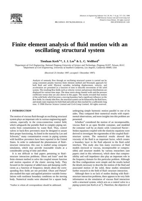 pdf finite element analysis of fluid motion with an oscillating