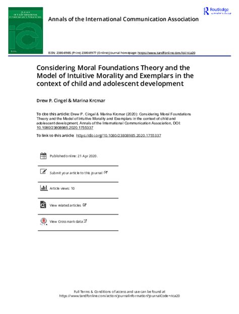 Pdf Considering Moral Foundations Theory And The Model Of Intuitive Morality And Exemplars In