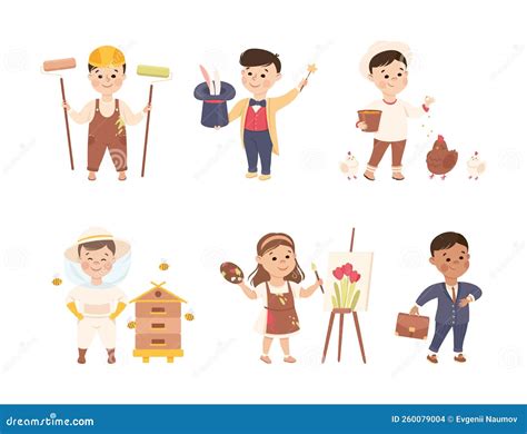 Cheerful Boy And Girl Depicting Different Profession And Occupation