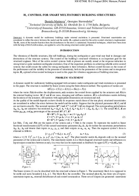 Pdf H∞ Control For Smart Multistorey Building Structures