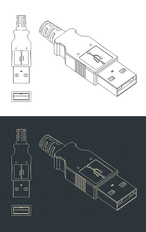 USB A Plug Blueprints 45683429 Vector Art At Vecteezy