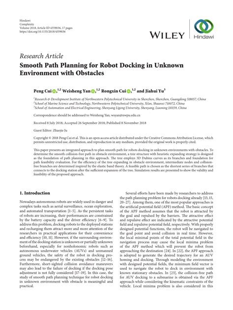Pdf Smooth Path Planning For Robot Docking In Unknown Environment With Obstacles
