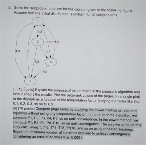 Solved 2 Solve The Subproblems Below For The Digraph Given
