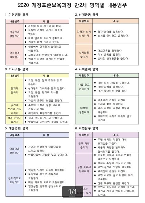 2020개정표준보육과정 만2세 목표 및 내용범주 네이버 블로그