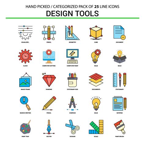 Design Tools Flat Line Icon Set Business Concept Icons Design 14346158 Vector Art At Vecteezy