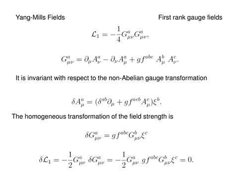 Ppt Non Abelian Tensor Gauge Fields Generalization Of Yang Mills