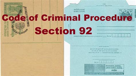 Crpc Section 92 पत्र और तार के संबंध में प्रक्रिया बताती है सीआरपीसी की धारा 92 Code Of