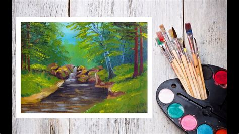 Видео урок Рисуем Гуашью Летний пейзаж №2 Dari Art Youtube