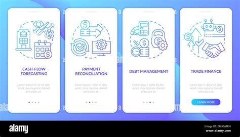 Treasury Management System Feature Blue Gradient Onboarding Mobile App Screen Stock Vector Image