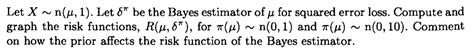 Solved Let X∼nμ1 Let δπ Be The Bayes Estimator Of μ For