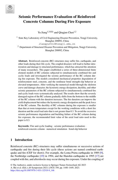 Pdf Seismic Performance Evaluation Of Reinforced Concrete Columns During Fire Exposure