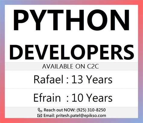 Pritesh Patel On Linkedin Usit C2c Pythondeveloper Benchsales
