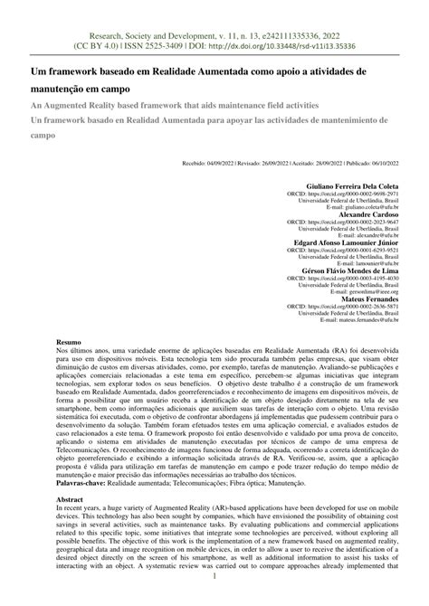 Pdf Um Framework Baseado Em Realidade Aumentada Como Apoio A