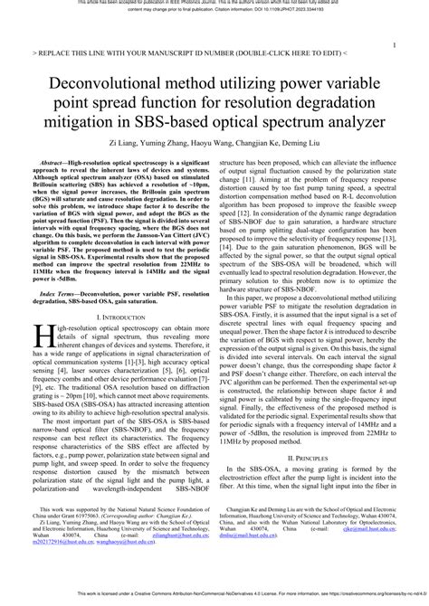 Pdf Deconvolutional Method Utilizing Power Variable Point Spread