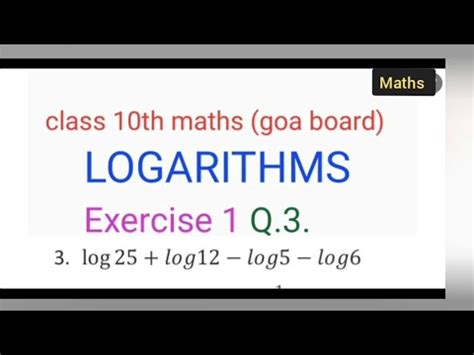 Class Th Logarithmic Exercise Q Lecture Goa Board Evaluate Log Log Log