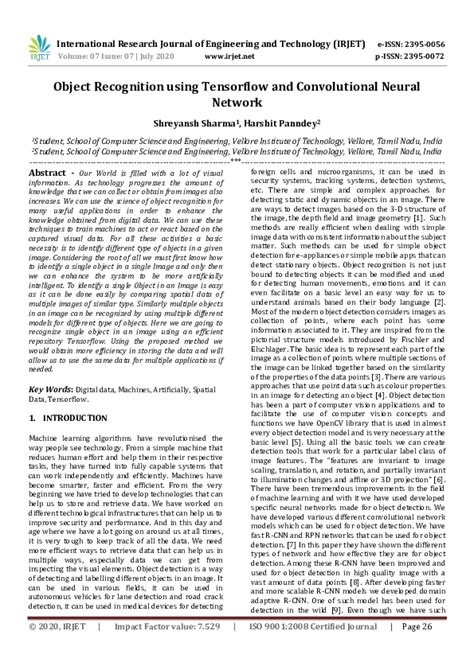 Pdf Irjet Object Recognition Using Tensorflow And Convolutional Neural Network