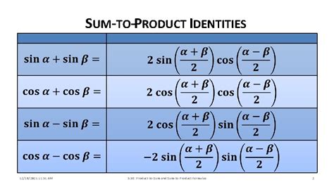 PRODUCTTOSUM AND SUMTOPRODUCT FORMULAS Section 5 5 B