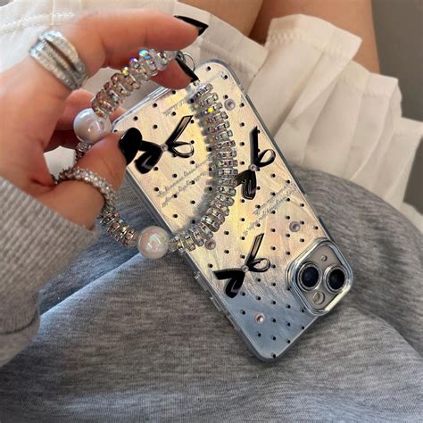 💓홀로그램 오로라💓발레코어 진주스트랩 범퍼케이스 아이폰케이스 유니크 특이한 15프로맥스 14프로맥스 13프로맥스 12프로맥스 귀여운 키치 감성 레트로 에이블리