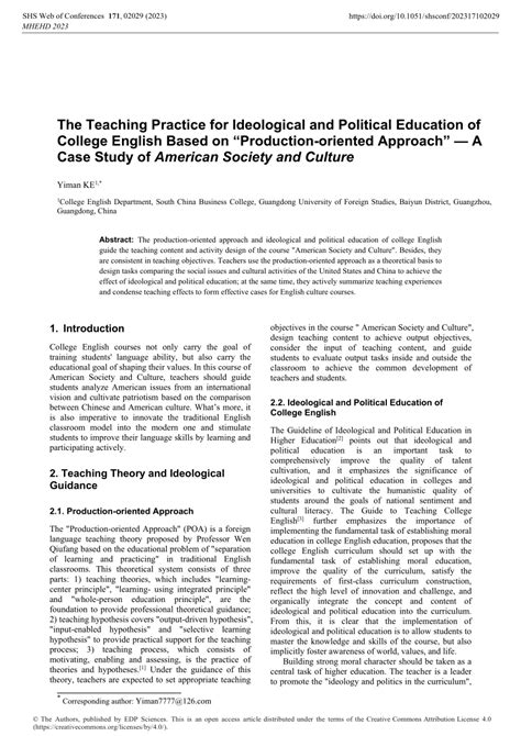 Pdf The Teaching Practice For Ideological And Political Education Of College English Based On