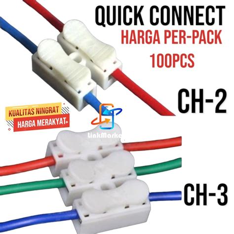 Jual 100pcs Quick Connect 2 Wire Connector Spring Terminal Socket Sambungan Kabel Listrik Quick