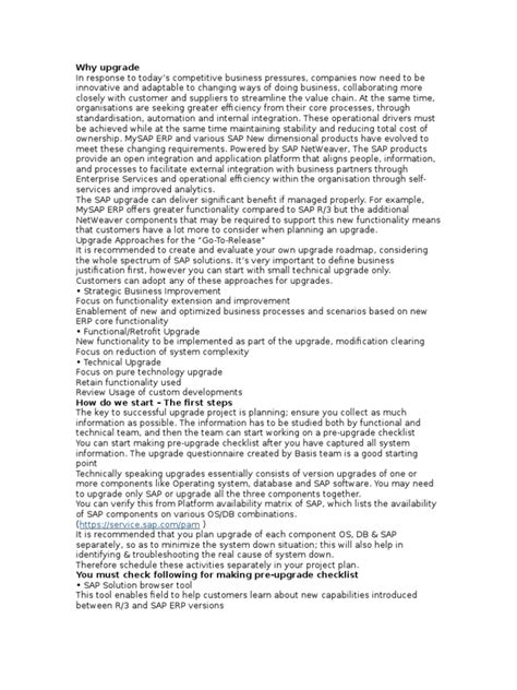 Sap Upgrade Pdf Computing Software