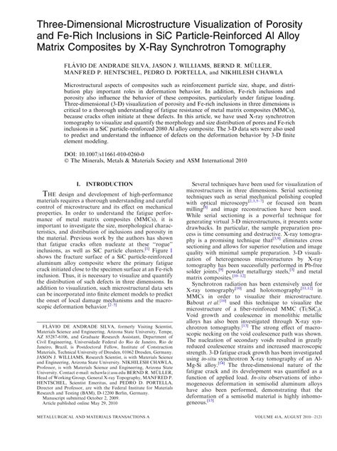 Pdf Three Dimensional Microstructure Visualization Of Porosity And Fe Rich Inclusions In Sic