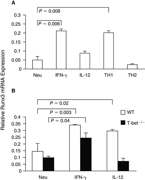 il 12 and ifn γ up regulate runx3 mrna expression in th1 cells a
